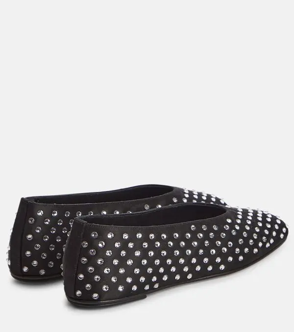 Magda Butrym Embellished Satin Ballet Flats - Black
