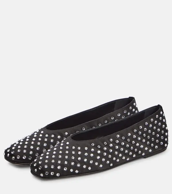 Magda Butrym Embellished Satin Ballet Flats - Black