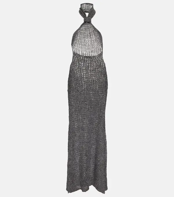 ANN DEMEULEMEESTER Halterneck Alpaca-blend Maxi Dress - Grey