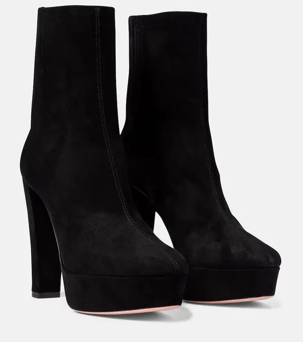 AQUAZZURA Saint Honore 120 Suede Platform Ankle Boots