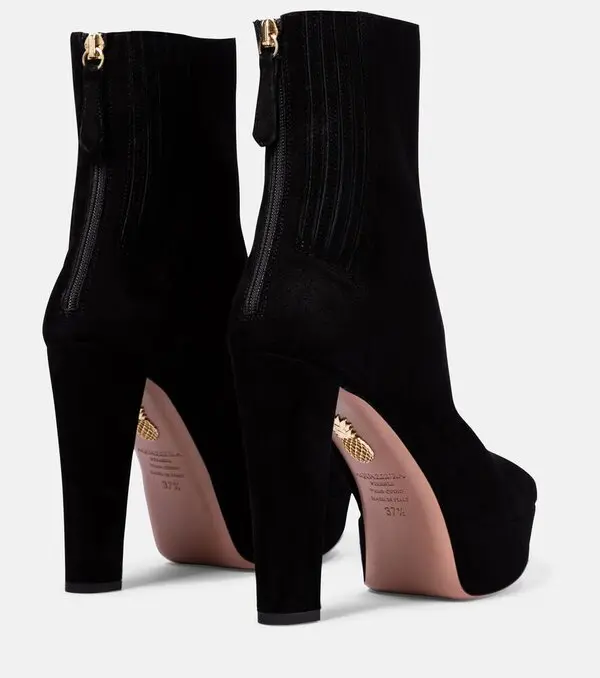 AQUAZZURA Saint Honore 120 Suede Platform Ankle Boots