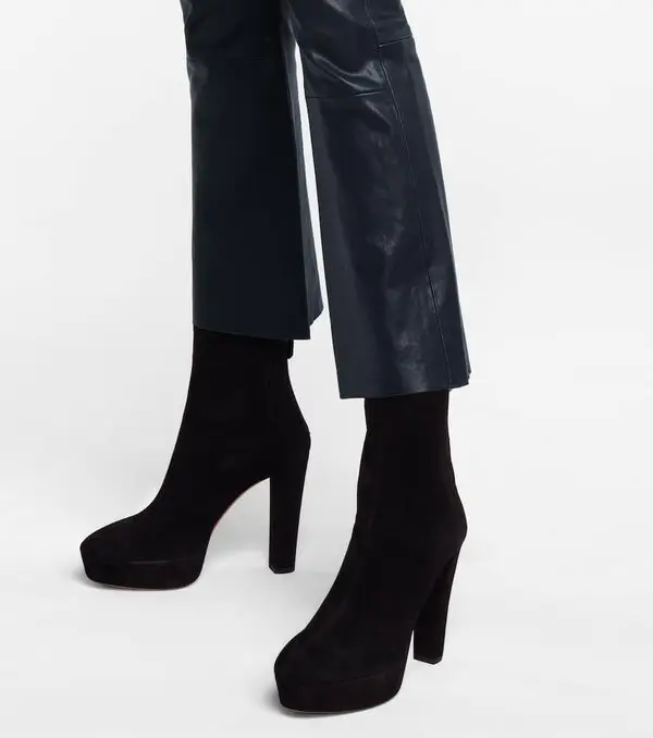 AQUAZZURA Saint Honore 120 Suede Platform Ankle Boots