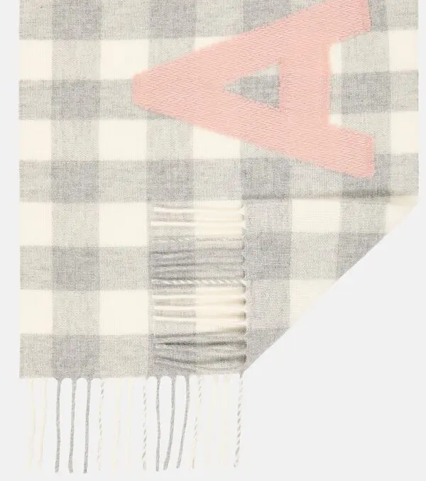 Acne Studios Logo Checked Wool-blend Scarf