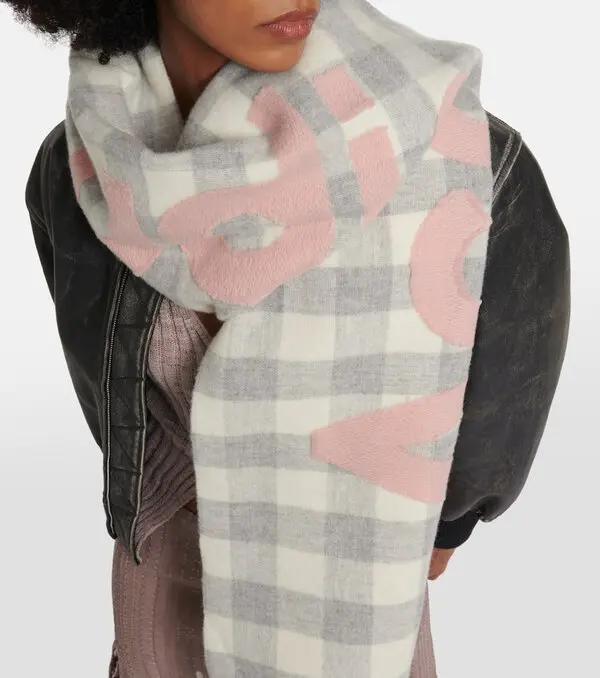 Acne Studios Logo Checked Wool-blend Scarf
