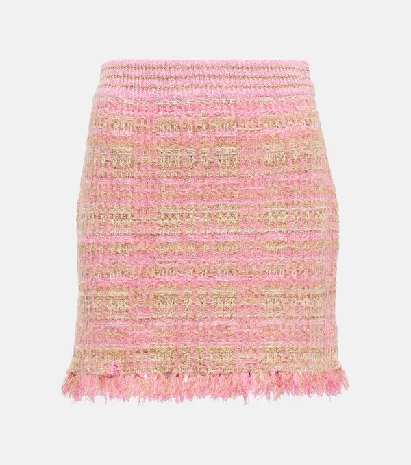 LoveShackFancy Balsam Tweed Mini Skirt - Pink