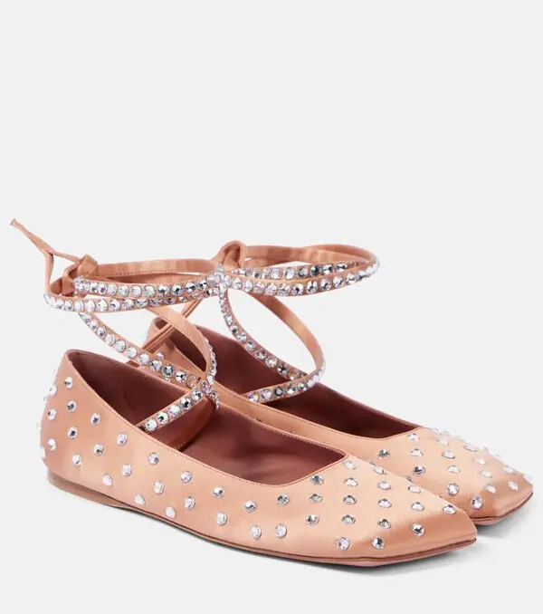 Amina Muaddi Ane Crystal-embellished Ballet Flats
