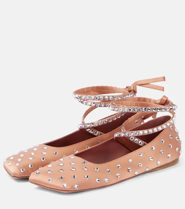 Amina Muaddi Ane Crystal-embellished Ballet Flats