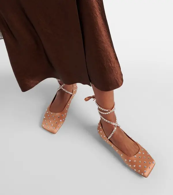 Amina Muaddi Ane Crystal-embellished Ballet Flats