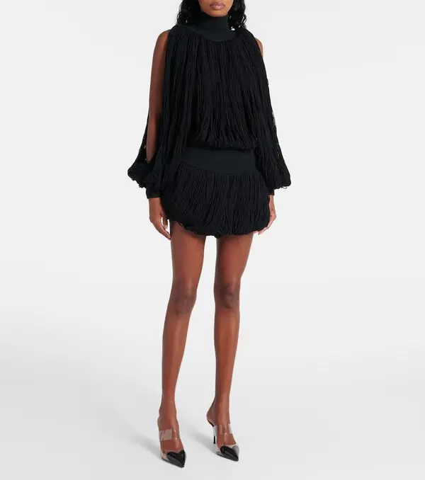 Alaïa Fringed Wool Miniskirt
