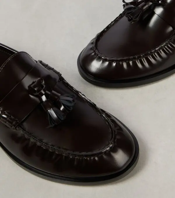 THE ROW Leather Penny Loafers - Brown