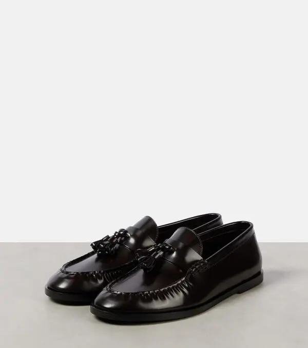 THE ROW Leather Penny Loafers - Brown