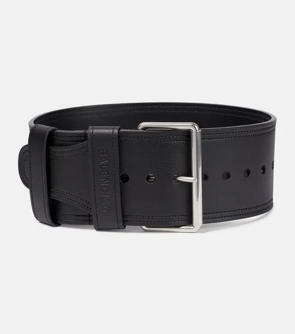 Balenciaga Force Leather Belt - Black