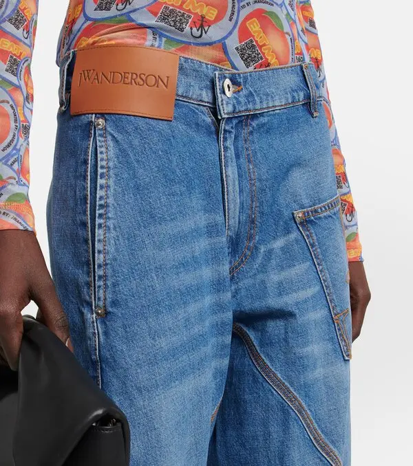JW Anderson Twisted Embroidered Wide-leg Jeans