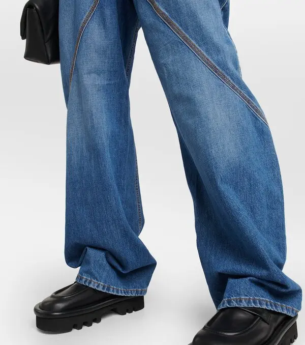 JW Anderson Twisted Embroidered Wide-leg Jeans