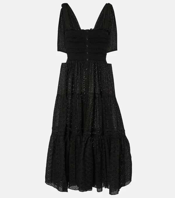 Poupette St Barth Triny Cotton Midi Dress - Black