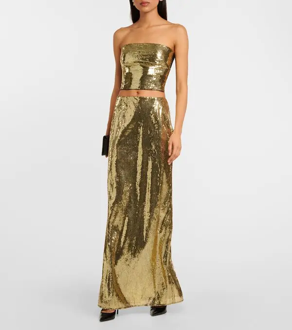 Dolce & Gabbana Sequined Maxi Skirt - Gold