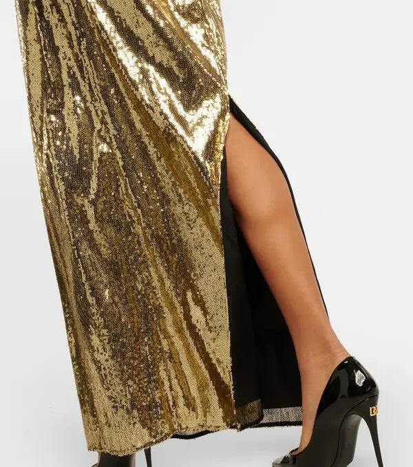Dolce & Gabbana Sequined Maxi Skirt - Gold