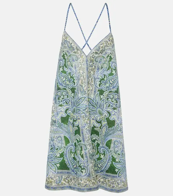 Zimmermann Ottie Swing Linen Minidress - Blue
