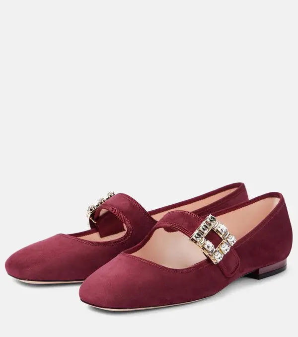 ROGER VIVIER Tres Vivier Babies Suede Mary Jane Flats