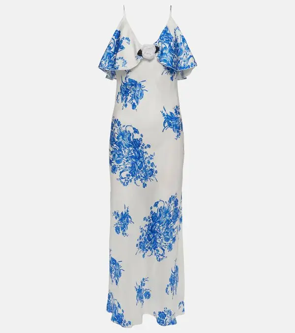 RODARTE Floral Print Silk Slip Dress - Multicoloured