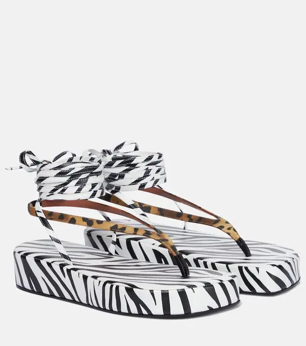 Amina Muaddi Jamie Printed Sandals
