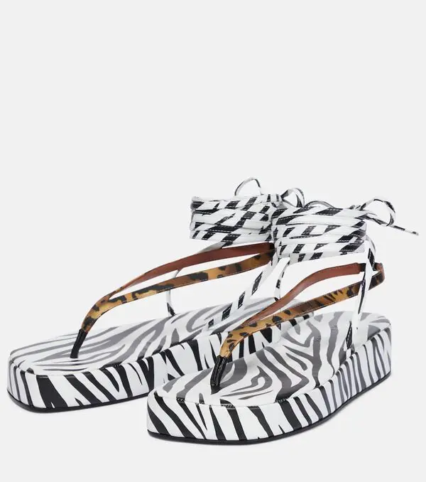 Amina Muaddi Jamie Printed Sandals