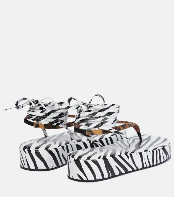Amina Muaddi Jamie Printed Sandals