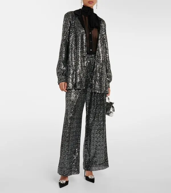 Dolce & Gabbana Floral-applique Silk Chiffon Blouse