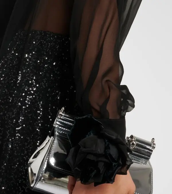 Dolce & Gabbana Floral-applique Silk Chiffon Blouse