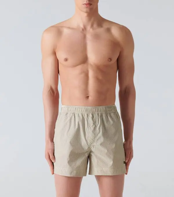 Zegna Striped Swim Trunks - White