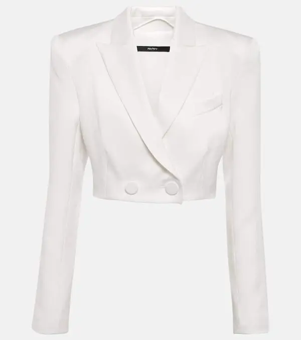 Alex Perry Parker Cropped Satin Crepe Blazer - White