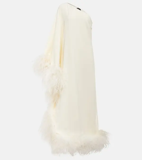 TALLER MARMO Ubud Feather-trimmed Gown - White