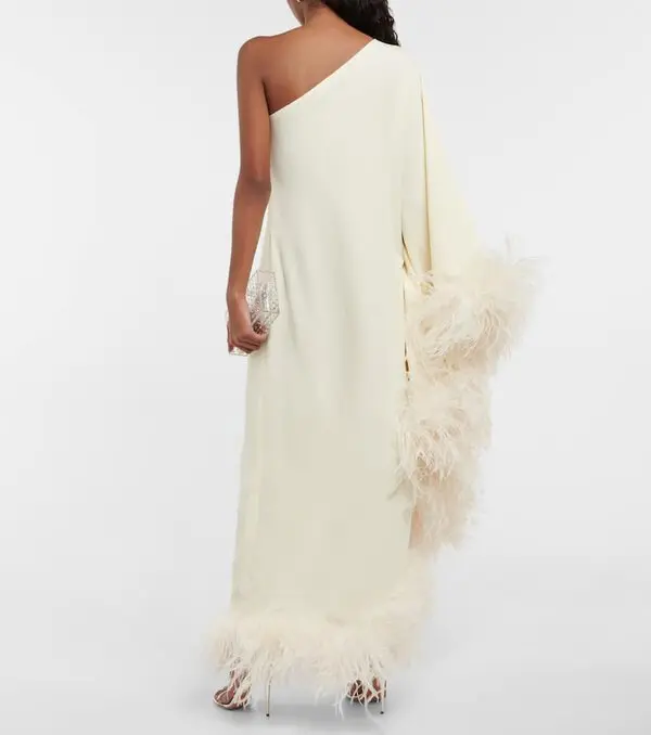 TALLER MARMO Ubud Feather-trimmed Gown - White
