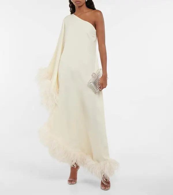 TALLER MARMO Ubud Feather-trimmed Gown - White