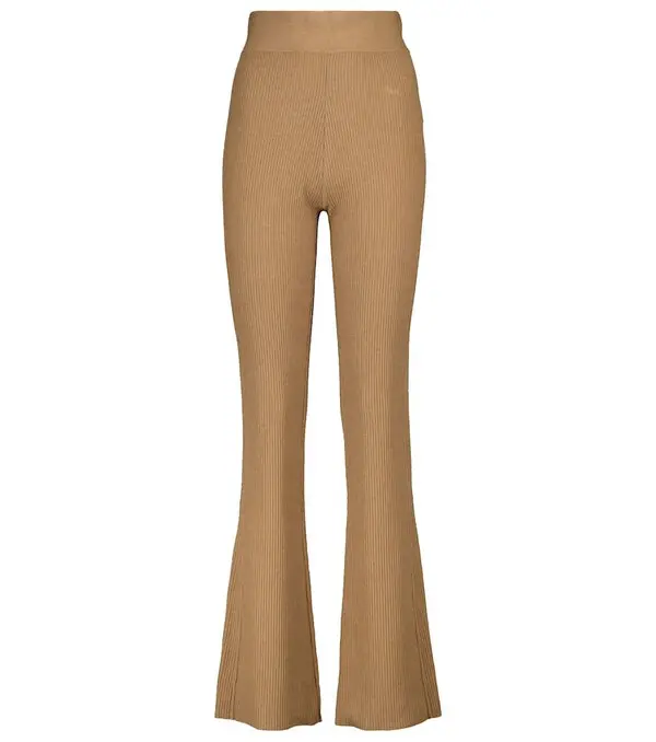 FRAME Ribbed-knit Cotton-blend Flared Pants