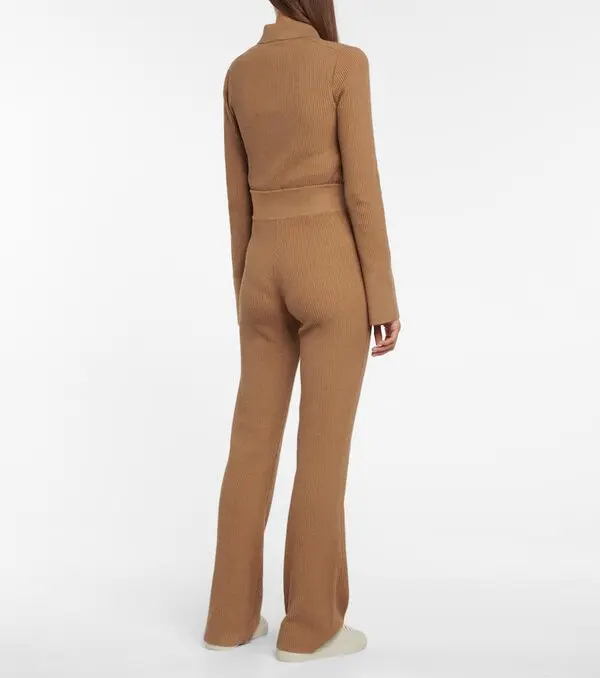 FRAME Ribbed-knit Cotton-blend Flared Pants