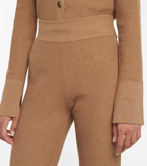 FRAME Ribbed-knit Cotton-blend Flared Pants