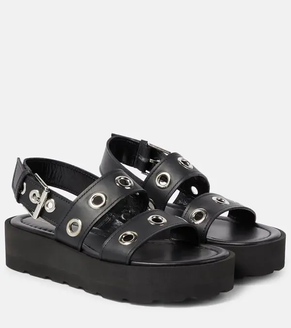 GIANVITO ROSSI Leather Platform Sandals - Black