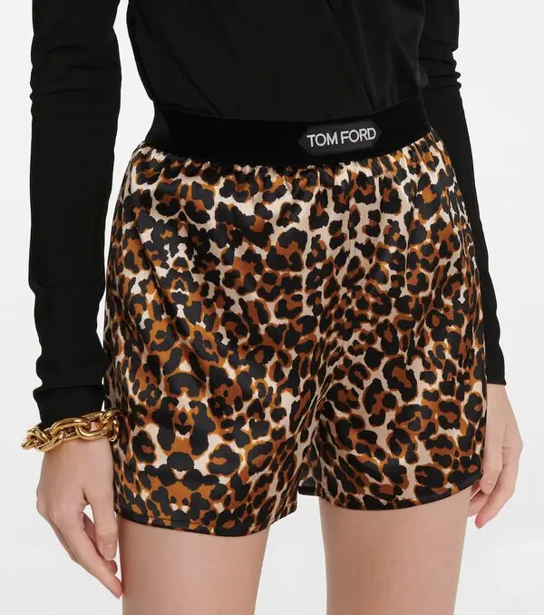 TOM FORD Leopard-print Silk Shorts