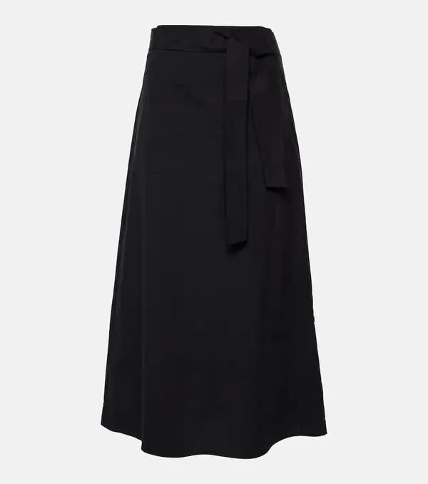 TOTEME Cotton Midi Skirt - Black