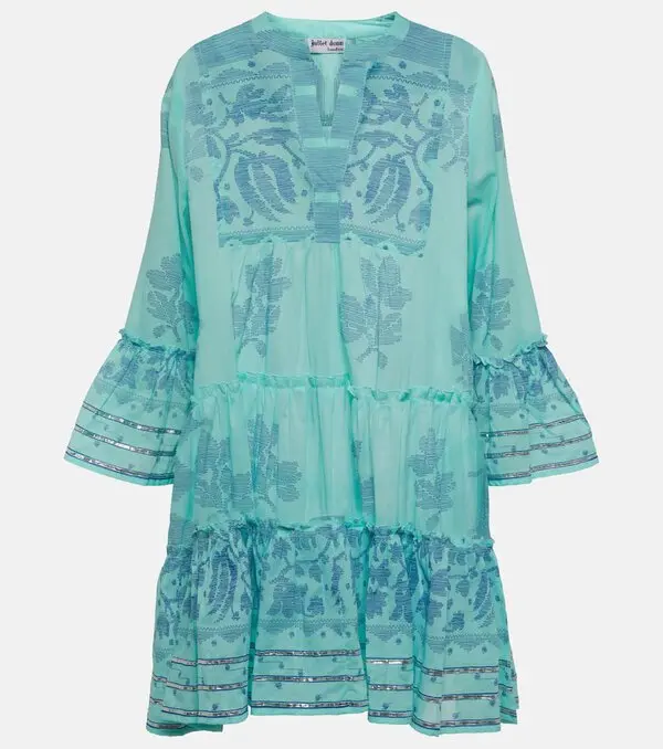JULIET DUNN Printed Cotton Minidress - Blue