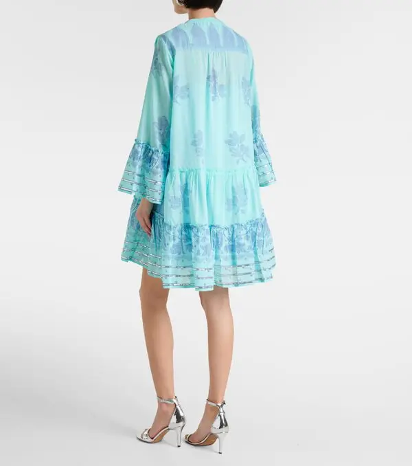JULIET DUNN Printed Cotton Minidress - Blue
