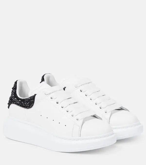 Alexander McQueen Oversized Embellished Leather Sneakers - White