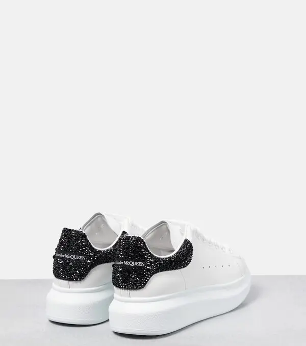 Alexander McQueen Oversized Embellished Leather Sneakers - White