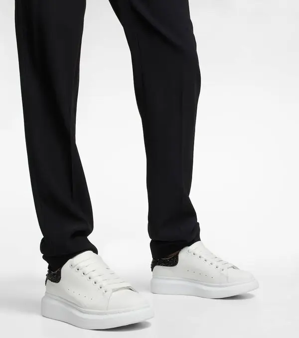 Alexander McQueen Oversized Embellished Leather Sneakers - White