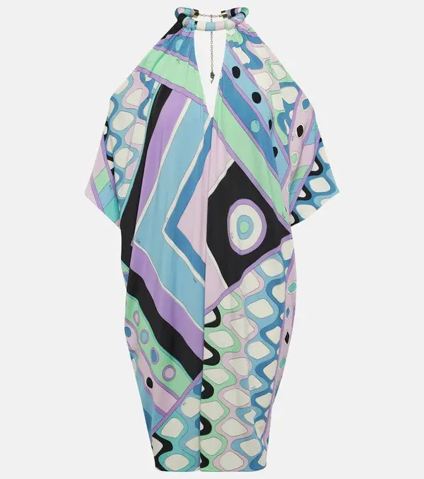 Emilio Pucci Vivara-print Jersey Satin Kaftan - Blue