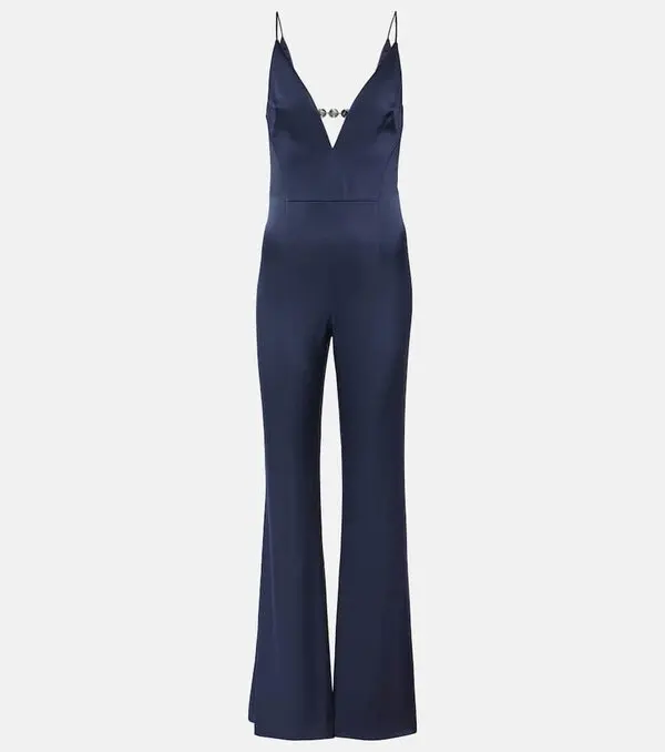 Galvan Avedon Globe Crepe Satin Jumpsuit - Blue