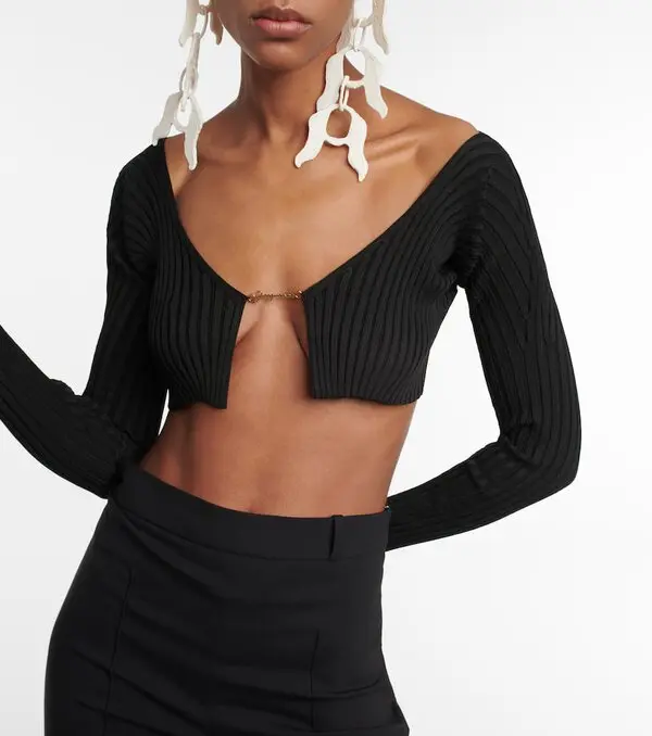 Jacquemus La Maille Pralu Cropped Cardigan - Black