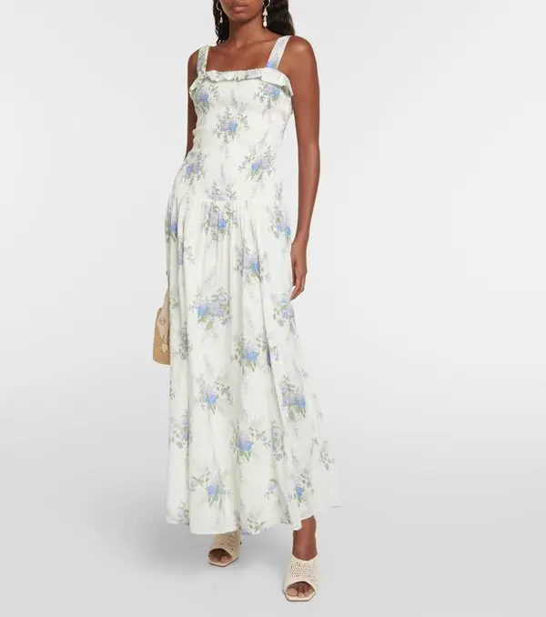 LoveShackFancy Bello Shirred Maxi Dress