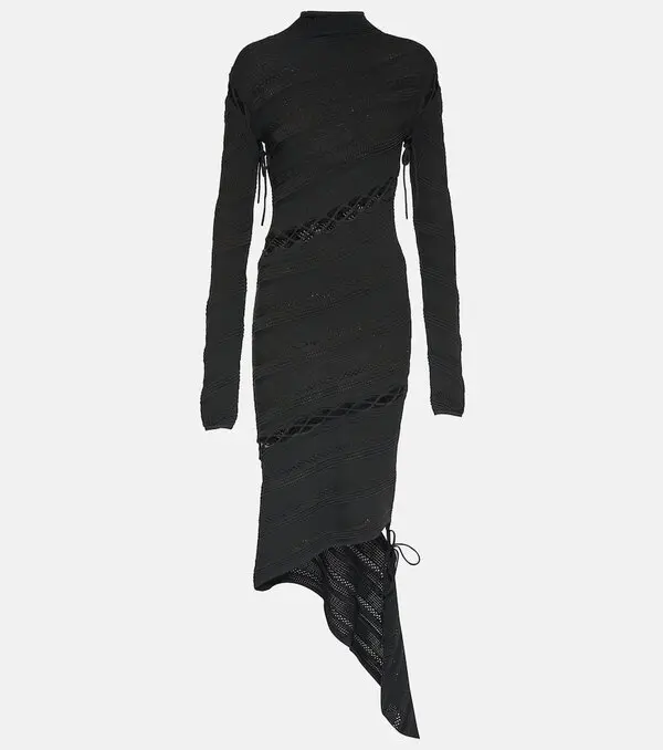 DION LEE Asymmetric Pointelle Minidress